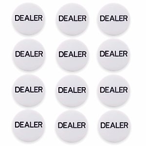 12-Pack Dealer Buttons - Poker Accessories, Casino Game Pucks, Texas Hold'em Button for Card Games, Bulk Vegas Night Playing Card Accessory