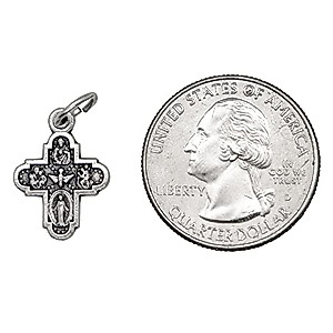 ½" Genuine Italian 4-Way Cross Pendant | Pack of 10 | Beautiful Silver Charm | Simple and Detailed Pendant | Christian Jewelry