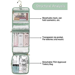 Clear Travel Bag with Tsa Approved Toiletry Bag Hanging Toiletry Bag for Women Makeup Bag Small Hanging Toiletry Bag for Men Toiletry Bags for Traveling Women Toiletries