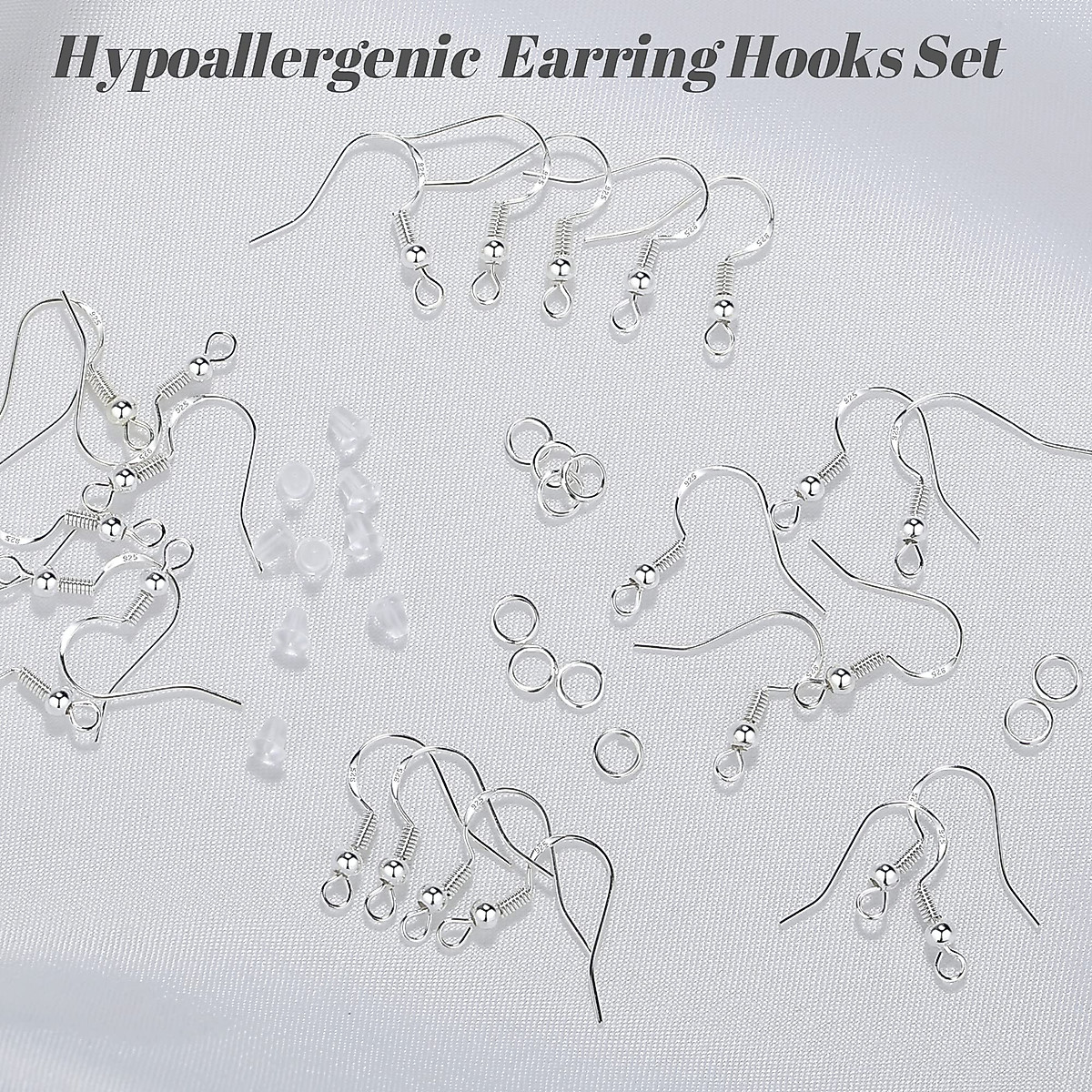 XIANNVXI 925 Silver Earring Hooks 900pcs Earring Hooks for Jewelry Making Hypoallergenic Earring Findings with Jump Rings Earring Backs Earring Making Kit for DIY