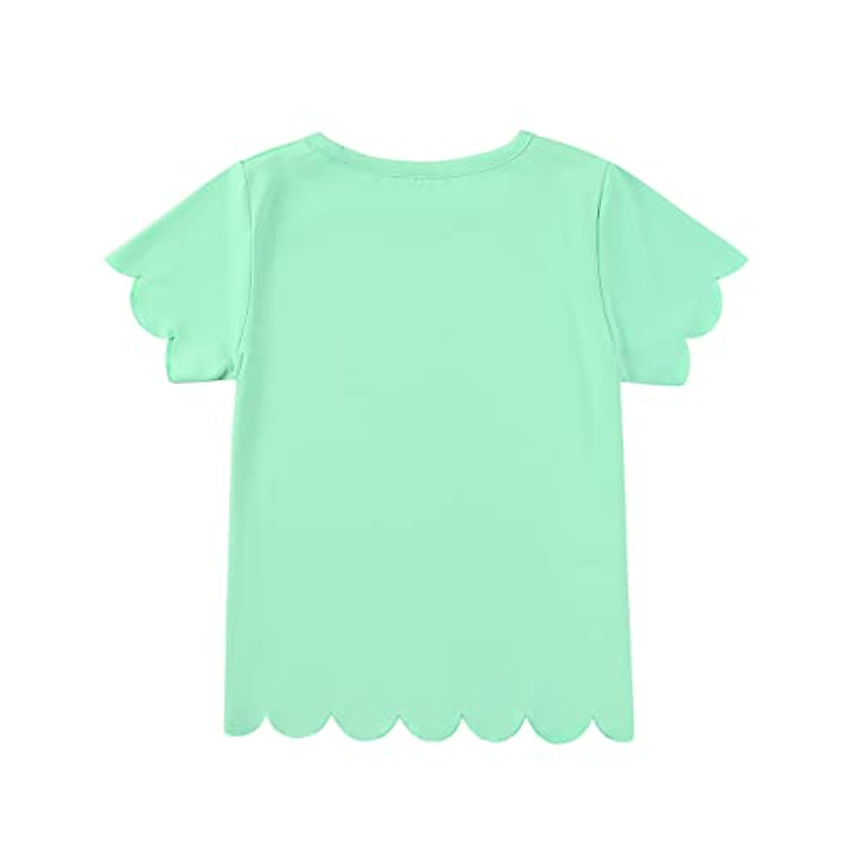 Noomelfish Girls Short Sleeve Scalloped Edge T-Shirts Casual Cute Summer Tee Tops Blouse, Light Green, Size 9-10 Years