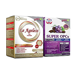 LABO Nutrition Le Ageless + Super OPCS – Placenta Cell Rejuvenating Therapy to Supports Immune & Skin Health, Anti-Aging; Premium French Maritime Pine Bark Extract for Heart & Antioxidant Protection