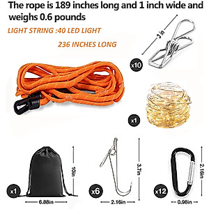 Campsite Storage Strap with 28 Buckle Pins, Van Life Essentials Camping Organizer Clothesline Outdoor Accessories Gear Equipment Garden Supplies Tent Kitchen for Hanging