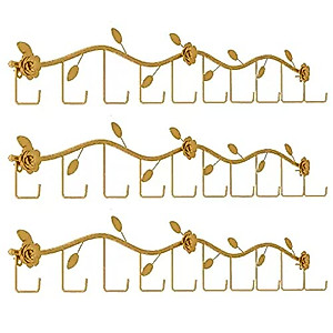 LZMZMQ Gold 3 Layer Bras/Panties Display Shelf, Wall Mounted Underwear Socks Camisole Storage Rack, Iron Frame, with 30 Hooks, for Retail Store