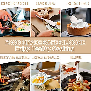 Kitchen Utensils Set, Umite Chef 22Pcs Silicone Cooking Utensils Set, Heat Resistant Silicone Kitchen Spatulas Set with Holder, White Cooking Gadgets Tools Set for Nonstick Cookware, Dishwasher Safe