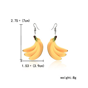 VEINTI+1 Trendy Statement Creative Funny Lifelike Fruits Acrylic Flat Earrings Banana Earrings for Women (Banana)