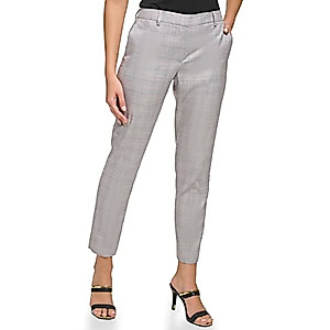 DKNY Women's Casual Pockets Frontfly Pant, Grey/Pomegranate