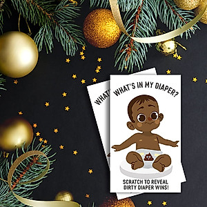 Hafhue 50 Pack What‘s in My Diaper Scratch Off Game Scratch Off Cards for Baby Shower, Baby Shower Activity and Idea, Silly Activity for Ice Breakers(African American)