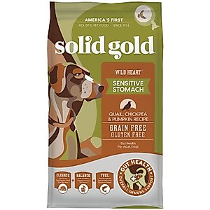 Solid Gold Sensitive Stomach Dog Food for Adult & Senior Dogs - Made with Real Quail, Chickpea & Pumpkin - Wild Heart Grain Free Dry Dog Food for Digestive Health and Immune Support
