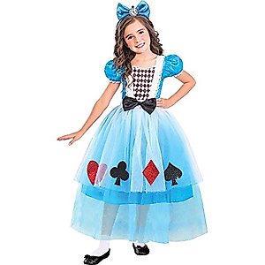 Amscan Multicolor Miss Wonderland Costume Set (Medium 8-10) - Includes Dress & Headband - Perfect for Parties, Role Play & Teatime Fun