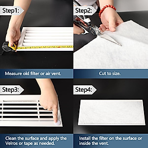 Air Vent Filter 20x100 Inch, Cut to Fit (50+filters) Air Filter, Electrostatic Filter Media with 36 Inch Adhesive Tape and 48pcs Velcro for Air Vent, Air Conditioner, HVAC, Registers and Grilles