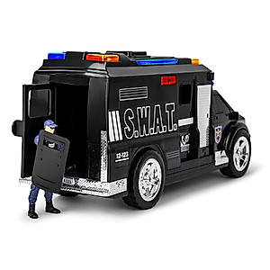 Playkidiz 15'' SWAT Toy Truck, Armored Police Car, Toy Truck for Kids, Lights & Sounds with Accessories, Rescue Role Playset, Play & Learn Toddler Toys Ages 3+