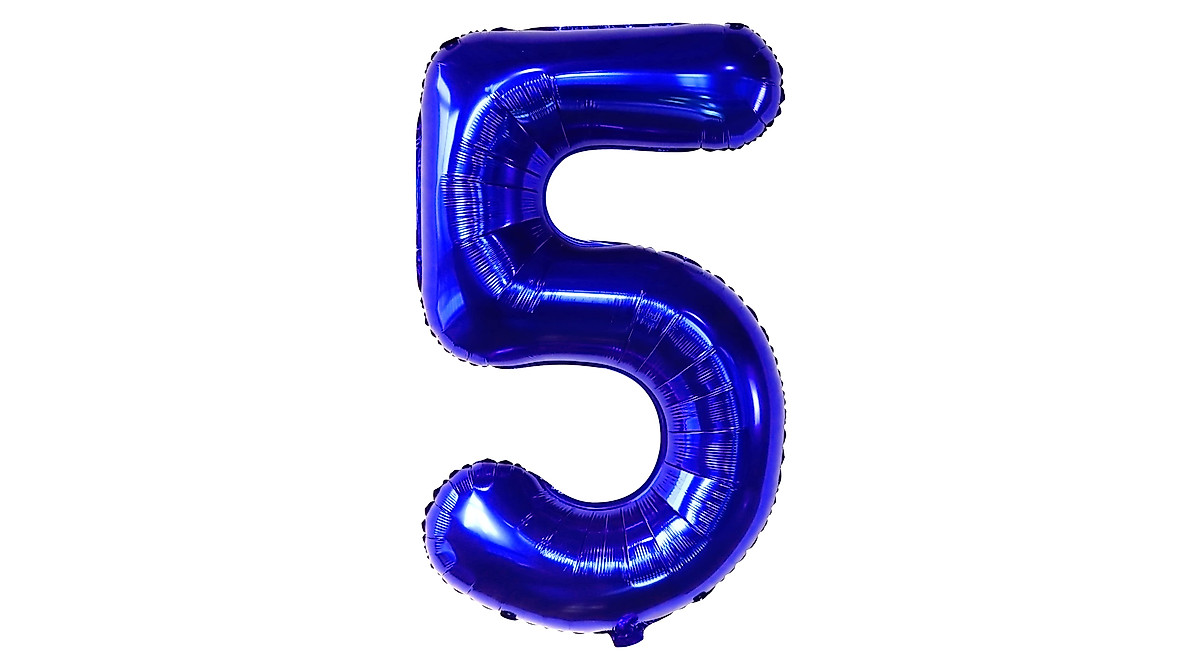 KatchOn Navy Blue Number 5 Balloon - 40 Inch for 5th Birthday