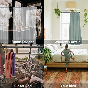 Black Shower Curtain Rod 48 to 84 Inch Adjustable Heavy Duty Stainless Steel Spring Tension Curtain Rods for Bathroom Windows Closet Rod No Drill