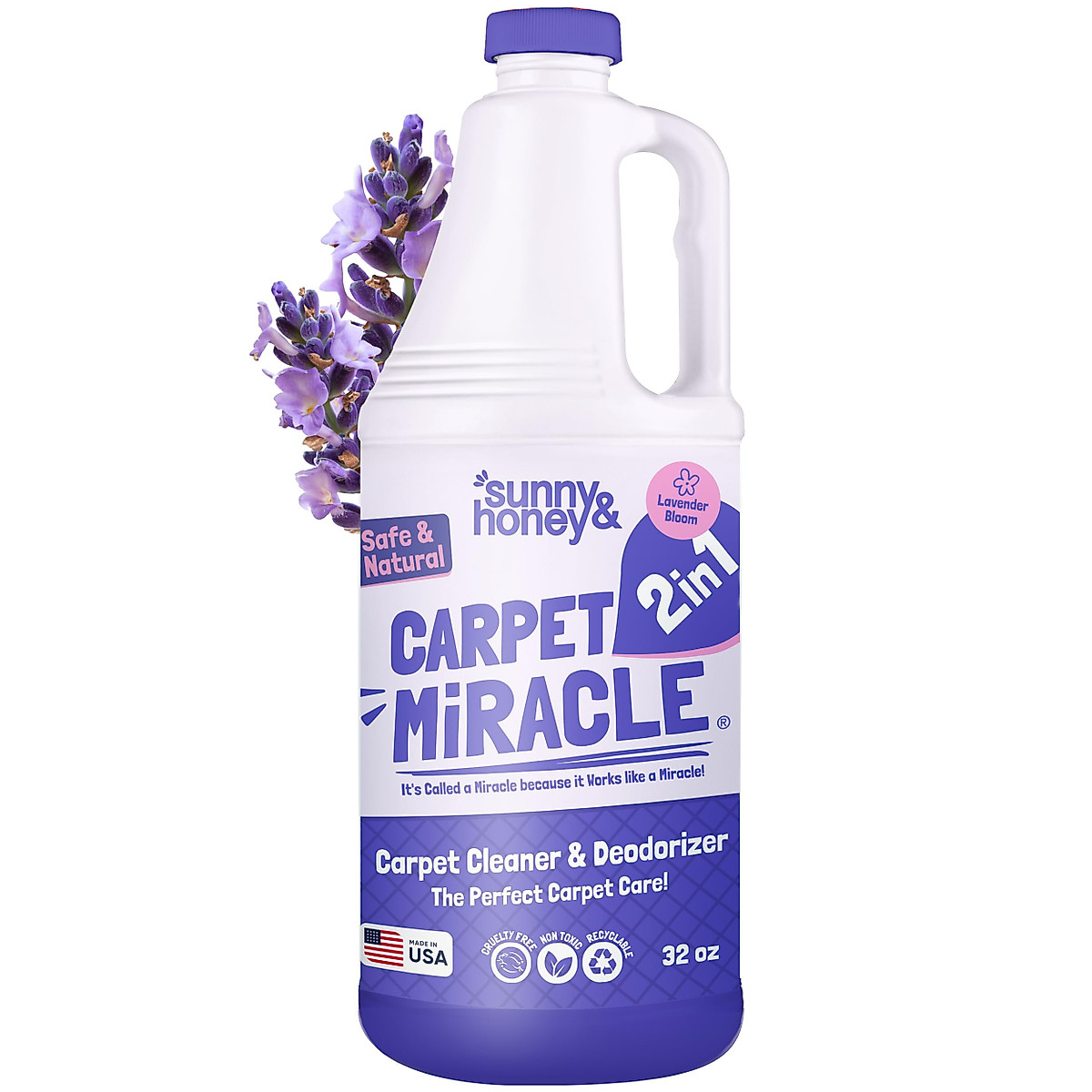 Sunny & Honey Carpet Miracle - Carpet Cleaner (32 Fl Oz (Pack of 1), Light Lavender Scent)