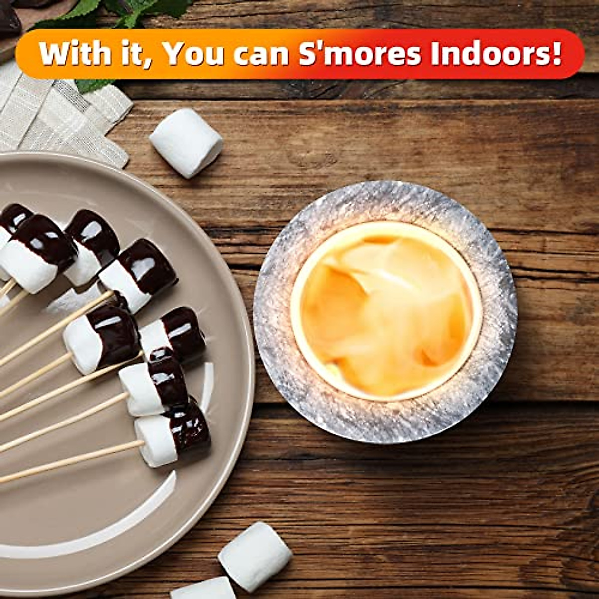 SmileBank Tabletop Fire Pit Fire Bowl - Marble Table Top Firepit Isopropyl Alcohol Mini Indoor Fire Pit Portable Tabletop Fireplace for S'Mores Home Outdoor Patio Balcony Backyard Garden Decor