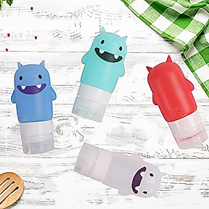 Ksooly 2oz. Squeeze Salad Dressing Bottles with Cleaning Brush | Small Salad Dressing Container to Go | Portable Sauce Bottle Condiment Bottles | 4 Pack, Food-grade Silicone, BPA Free