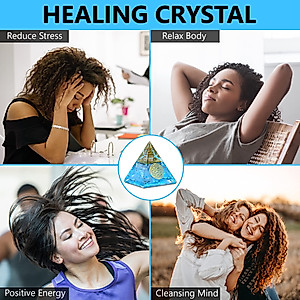 Anaya Agate Selenite Glow Crystal Pyramid – Handmade Selenite Orgone Pyramid for High Frequency Vibration, Powers of Manifestation – White Copper Pyramid Promotes Peace and Calmness