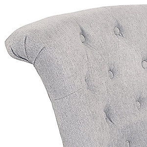 OSP Home Furnishings Hannah Tufted Office Chair with Adjustable Height and Grey Wood Base, Fog Fabric