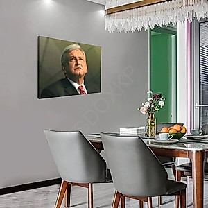 Mexican President Andres Manuel Lopez Obrador Portrait Poster (1) Canvas Poster Wall Art Decor Print Picture Paintings for Living Room Bedroom Decoration Frame-style 20x16inch(50x40cm)