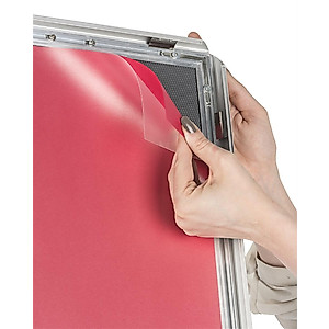 Displays2go CMB17NGW Floor Sign Stand with Literature Pocket, Snap Frame for 11x17-Inch Poster, Silver