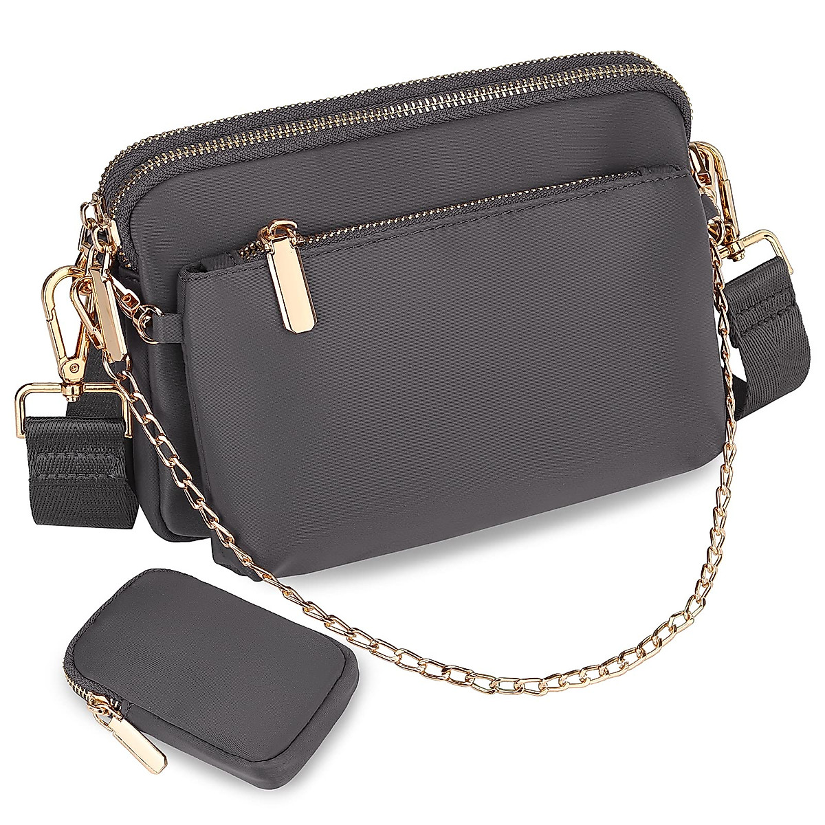 Uromee Corssbody Bags for Women Nylon Fashion Shoulder Purse Fanny Pack Travel Hiking Detachable Pouch Adjustable Strap