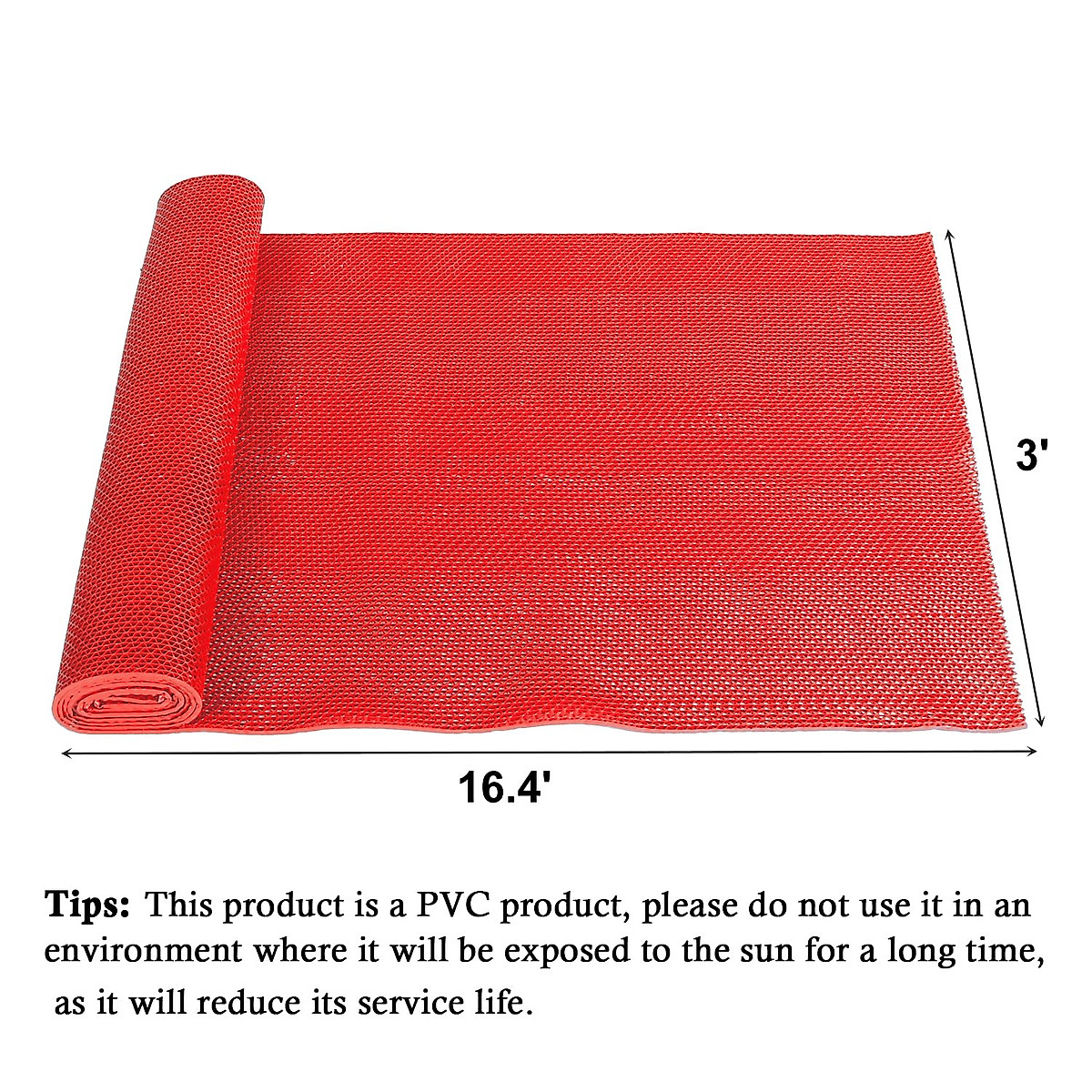 MYOYAY 3' x 16.4' Non-Slip PVC Drainage Floor Mat Commercial Wet Area Floor Mats for Outdoor Indoor Restaurant Kitchen Bar Swimming Pool Splash Matting Water Drain Flooring Mat, Red