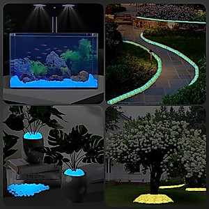 Glow in The Dark Rocks Outdoor Garden Decoration Stones, 1000 PCS Glow Pebbles Diamond Shape Luminous Stones for Outside Patio Yard Fish Tank Flower Bed Vase Potted Plant Decoration (White)