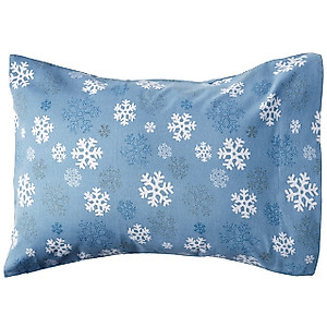 Pointehaven Heavy Weight Flannel Cotton Sheet Set, Queen, Snow Flakes