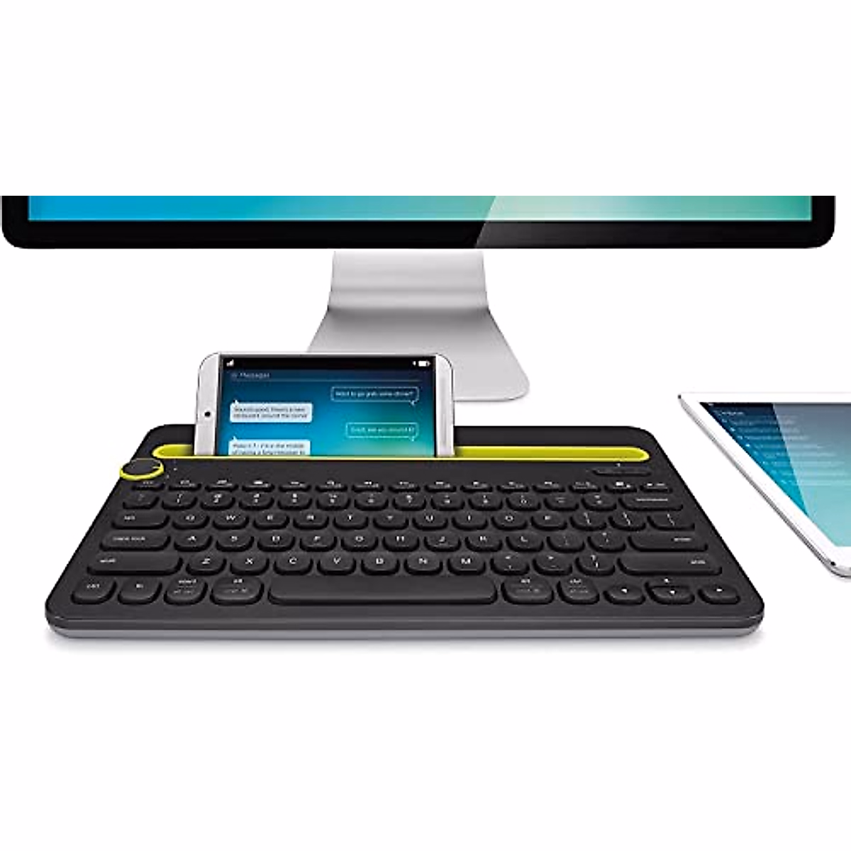 Logitech Bluetooth Multi-Device Keyboard K480 for Computers. Tablets and Smartphones. Black, Compact, Dial and Switch, Spill-Resistant Keyboard - 920-006342 (Renewed)
