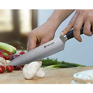 GEAR DISTRICT 8" Professional Chef Knife - High Carbon German Steel, Razor-Sharp Blade, Ergonomic Handle, Full Tang Design, Includes Hand Deodorizer