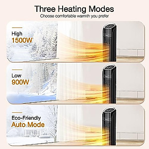 Space Heater,VCK 1500W 24" Portable Electric Heaters for Indoor Use,75° Oscillation,3 Modes,8H Timer, Quite PTC Ceramic Heating with Thermostat,Safety Protection,Remote for Office,Home Bedroom