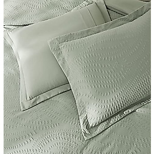Geniospin Full Comforter Set, Bed in a Bag Sage Green Bedding Sets 7-Pieces, Botanical Pattern, All Season Comfortable Seersucker Bedding with Comforter, Sheets, Pillowcase & Shams(Full,80"x90")