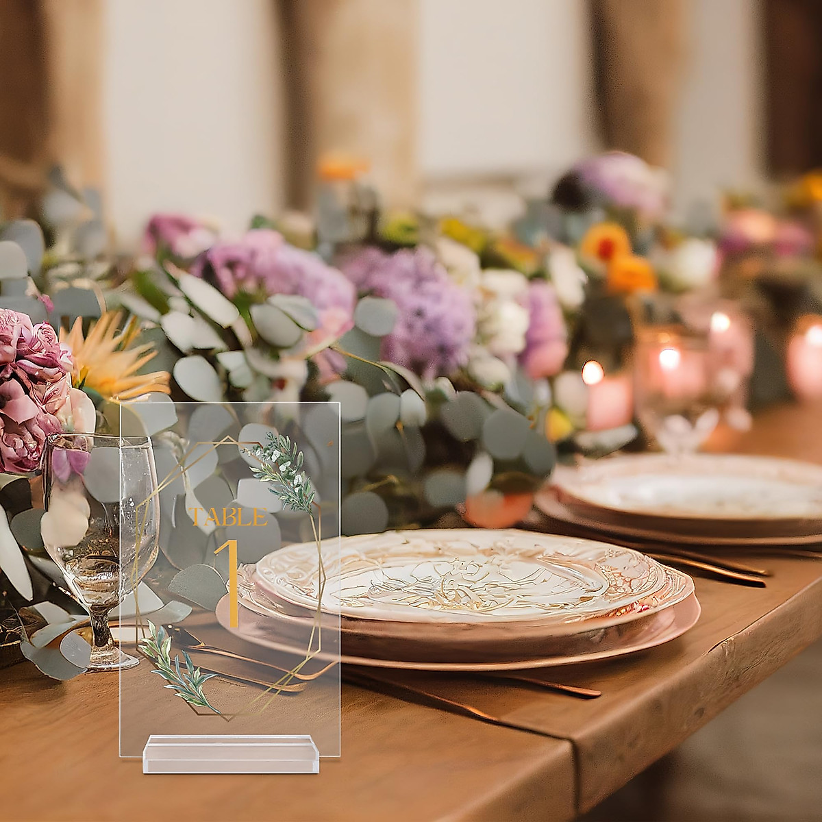 1 Set 1-25 of Elegant Clear Table Numbers, Wedding Table Numbers with A Gift Of 25 Advice and Wishes Cards for the New Mr and Mrs, Wedding Signs, Acrylic Table Numbers for Wedding, Geometric Design