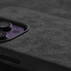 Komodoty Luxury Alcantara iPhone 14 Plus Case. Premium Italian Imported Material. Fully Wrapped Four Side Protection. MagSafe Compatible. Black