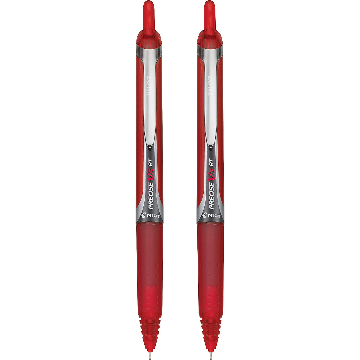 PILOT Precise V5 RT Refillable & Retractable Liquid Ink Rolling Ball Pens, Extra Fine Point (0.5mm) Red Ink, 2-Pack (26082)