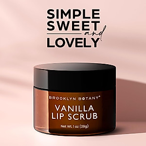 Brooklyn Botany Lip Scrub Exfoliator 1 oz – Lip Moisturizer for Dry Lips and Chapped Lips – Gentle Lip Exfoliator for Smooth and Brighter Lips – Vanilla Flavor