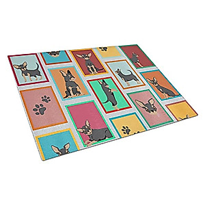 Caroline's Treasures MLM1153LCB Lots of Black and Tan Chihuahua Glass Cutting Board Large Decorative Tempered Glass Kitchen Cutting and Serving Board Large Size Chopping Board