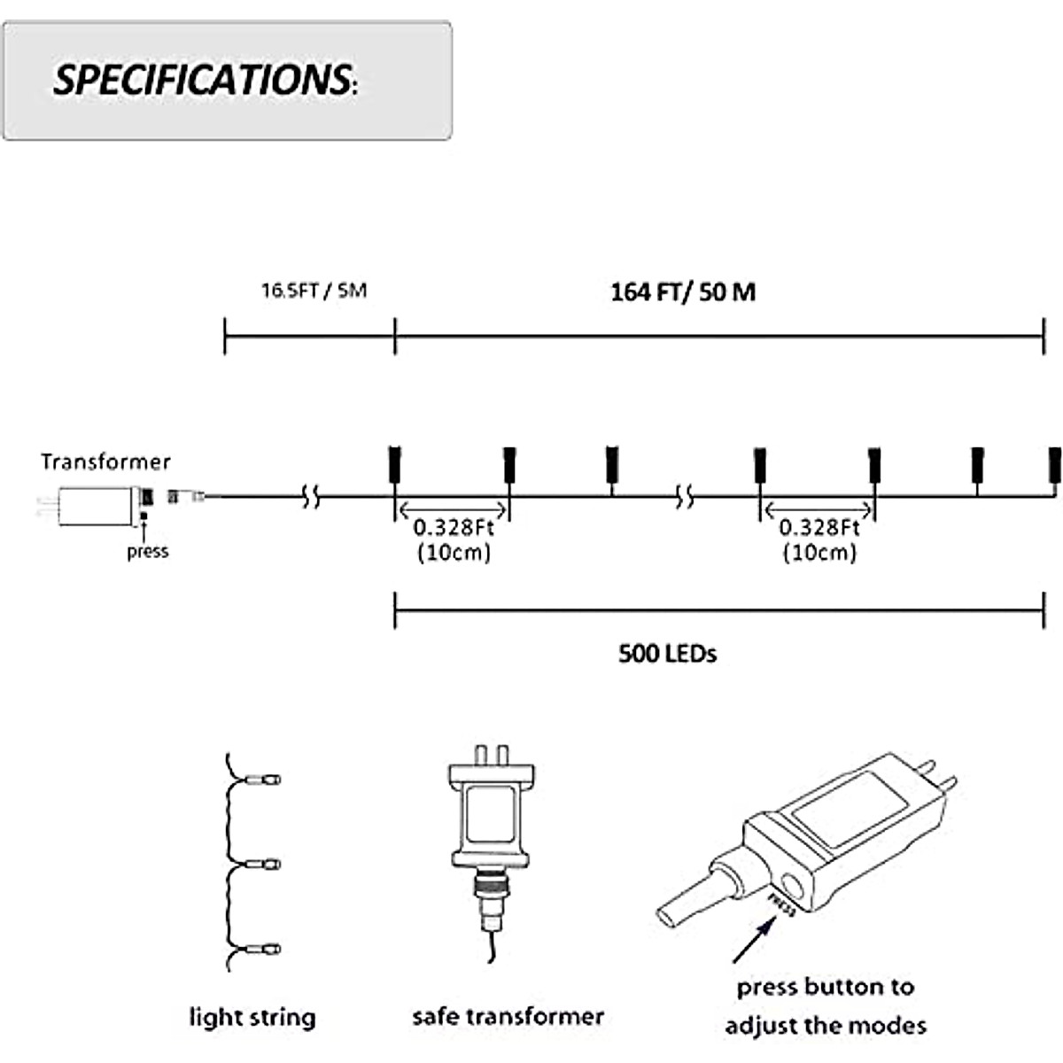 kemooie 500 LED Red Valentines Day Lights, 164FT 8 Twinkle Modes and Memory Function Plug in Waterproof Tree Lights for Garden Tree Outdoor Indoor Valentines Decorations (Red)