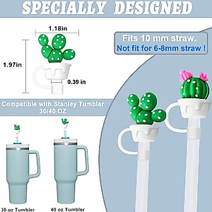 6-Pack Straw Covers Cap for Stanley Cup, Stanley Straw Caps Compatible with 40 oz Stanley Tumbler, Reusable Silicone Dust-Proof Straw Tips for Stanley Jug Drinking Straws Plug, Cactus