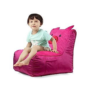 Recaceik Kids Bean Bag Chair, Soft Memory Foam Filled Bean Bag Seat for Baby Girl/Boy, Animal Bean Bag Chair with Removable Cover and Top Handle, Cartoon Sofa for Nursery, Playroom, Living Room