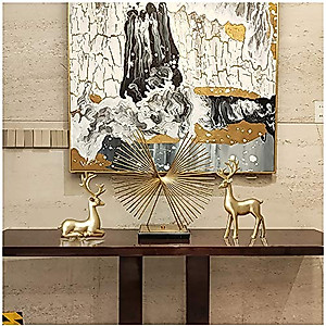 FANTESTICRYAN Small Reindeer Sculpture Resin Christmas Reindeer Elk 2pcs Christmas Home Decor Statues for Living Room, Bedroom, Office Desktop, Cabinets (Golden Small)