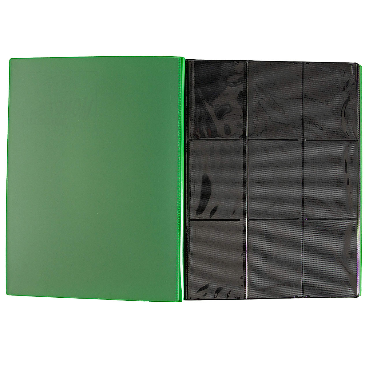 Monster Protectors 9 Pocket Trading Card Binder - Matte Green Album, Anti-Theft & Anti-Drop TCG Protection w Side Loading Padded Pockets, Double Sided, Holds 360 Cards, For Sports, Kpop, Xmas Gift