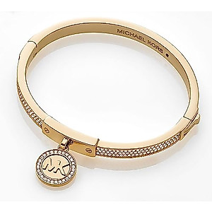 Michael Kors Women's Gold-Tone Stainless Steel Pavé Hinged Bangle Bracelet (Model: MKJ5976710)