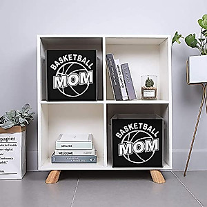 Basketball Mom Collapsible Storage Bins Basics Folding Fabric Storage Cubes Organizer Boxes with Handles