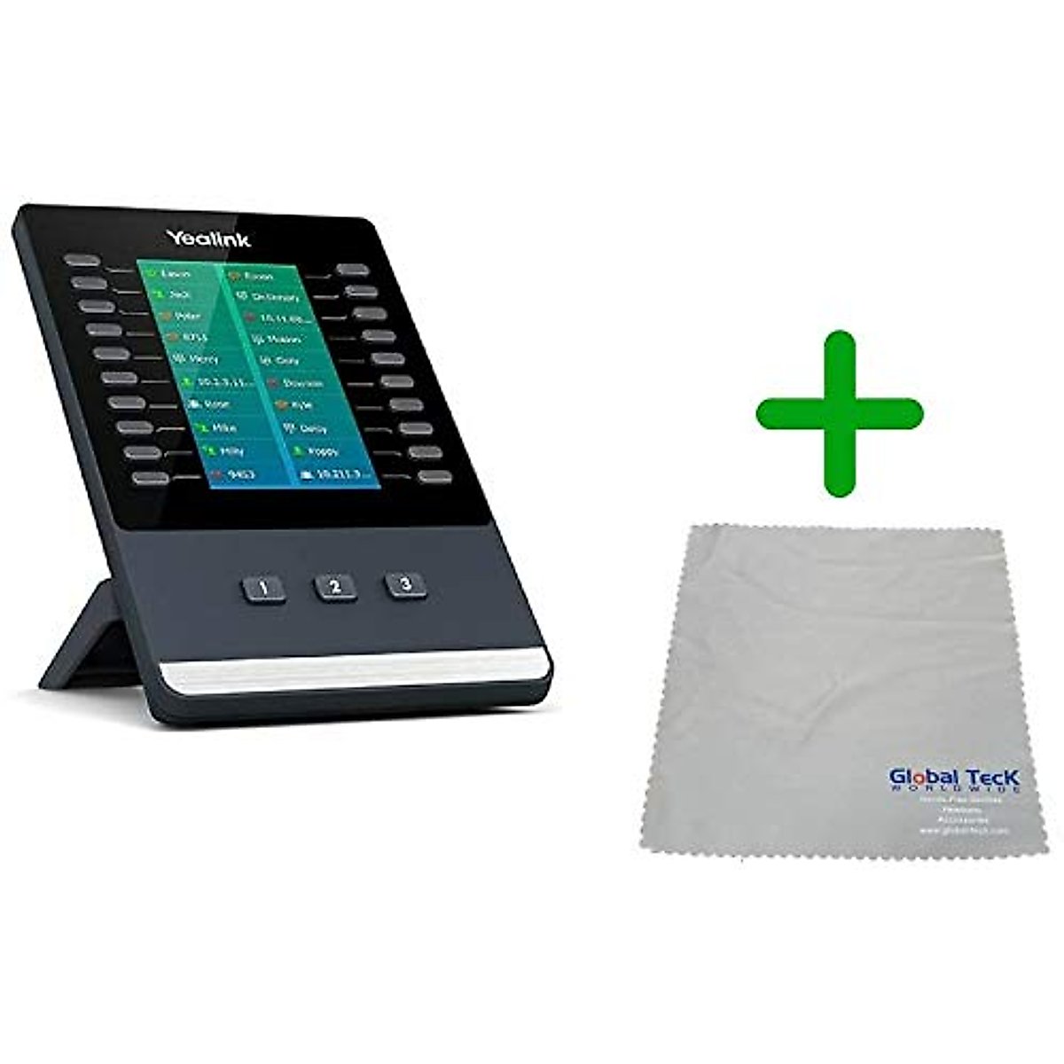 Yealink EXP50 Expansion Module - Global Teck Bundle with Microfiber Cloth - Compatible for Yealink IP Phones - T50 Series: SIP-T58V, SIP-T58A, SIP-T56A, SIP-T54S, SIP-T52S, SIP-T57W, SIP-T53