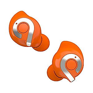 Open Ear Headphones Bluetooth Air Conduction Earphones, 48 Hours Playback with Charging Case, Ear Clips Buds Bluetooth Wreless Earbuds, Open Ear Earbuds for Workout Cycling Running Gym (Orange)