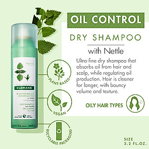 Klorane Dry Shampoo with Nettle for Oily Hair and Scalp, Regulates Oil Production, Paraben & Sulfate-Free, 3.2 oz.