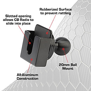 Bulletpoint Aluminum Handheld CB Radio Mic Holder Mount with Integrated 20mm Ball