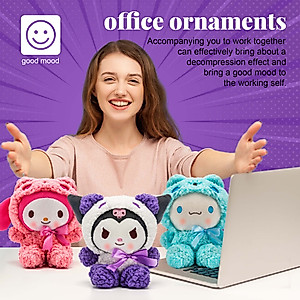 GRUSEMI 3 Pack Anime Kawaii Plush Dolls, Cute Stuffed Animal Figure Plushies Pillow Toy Birthday Party Favor Gifts for Children Girls Fans